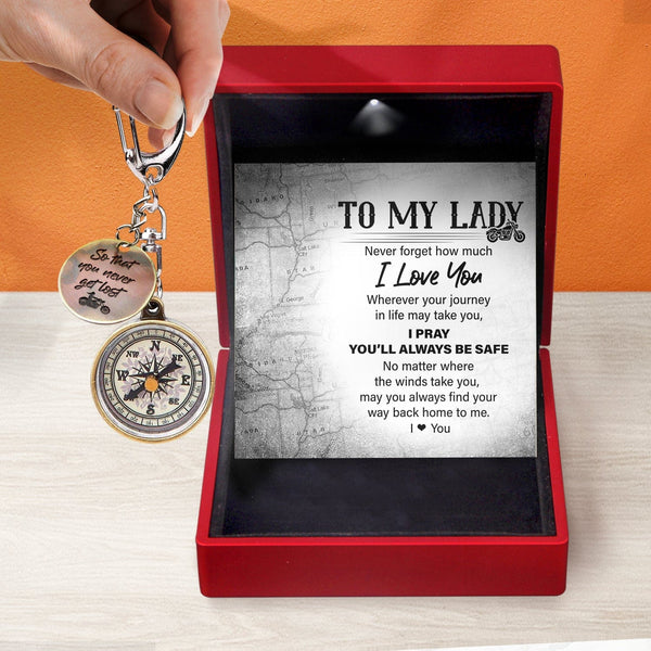 Mini Compass Keychain - Biker - To My Lady - Never Forget How Much I L ...