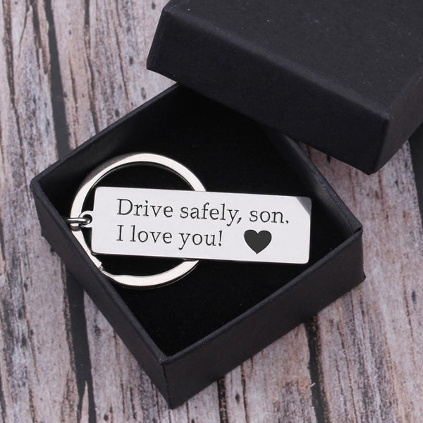 Engraved Keychain - Drive Safely Son - Gkc16005 - Wrapsify